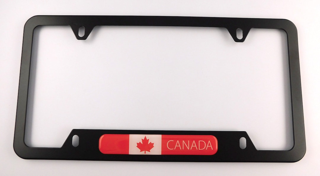 Canada Flag Metal Black Aluminum Car License Plate Frame Bottom Cutout ...