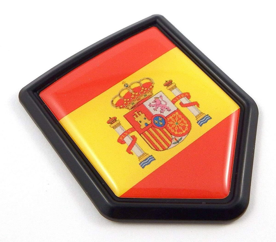Spain Spanish Flag Black Shield Emblem Car Bike Decal Crest 3d Sticker ...