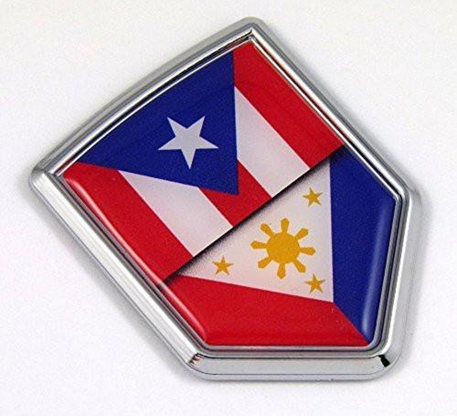 Puerto Rico Philippines Flag Car Chrome Emblem Decal Sticker With ...
