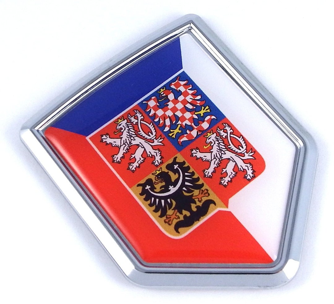 Czech Republic Flag Car Chrome Emblem 3d Decal Sticker Shield Crest - Etsy