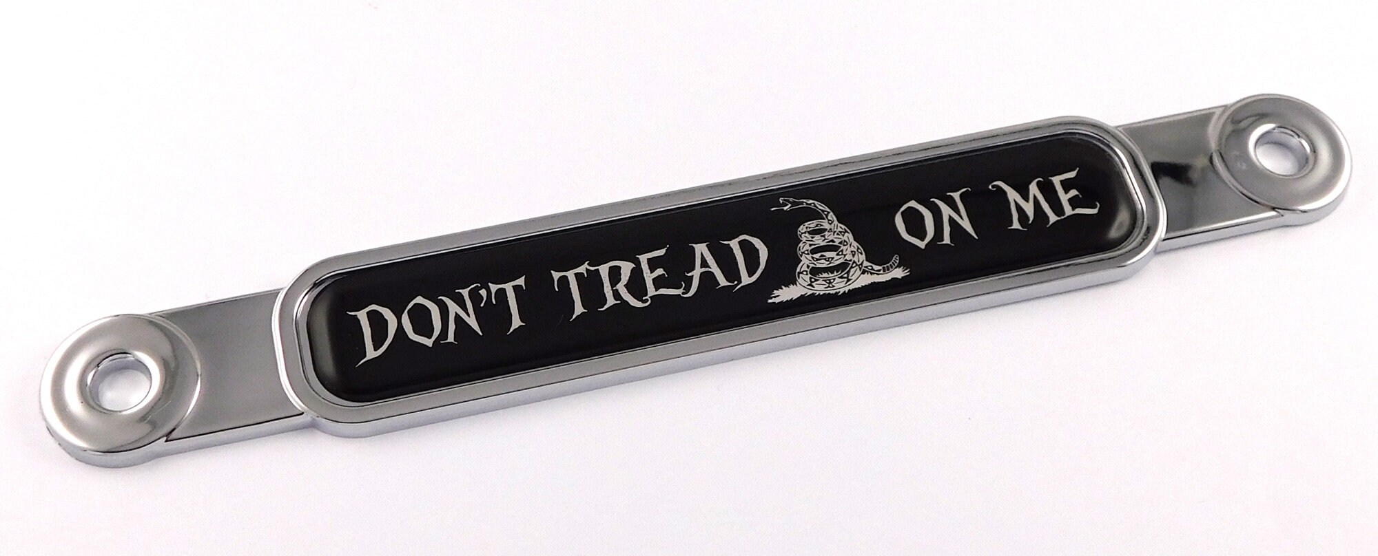 Don't Tread on Me Black Chrome Emblem Screw on Car License Plate Decal ...