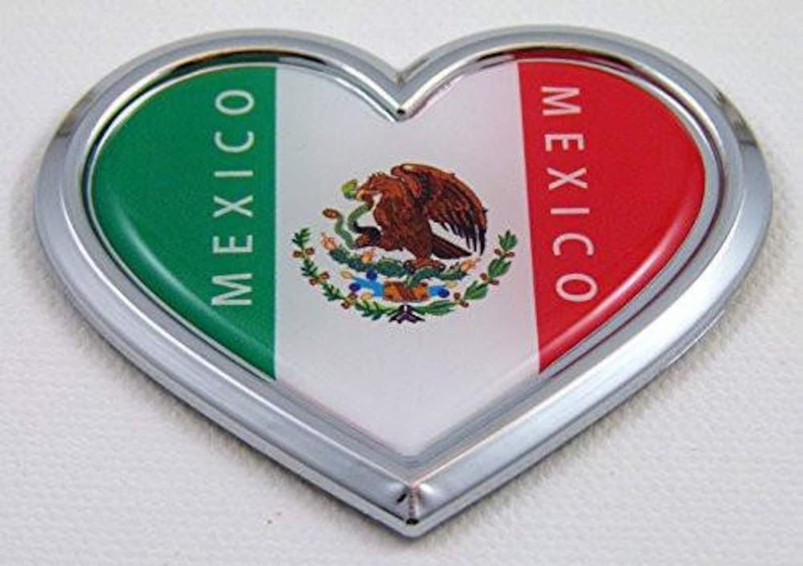 Mexico Heart Flag Chrome Emblem Car Decal 3d Sticker Badge - Etsy