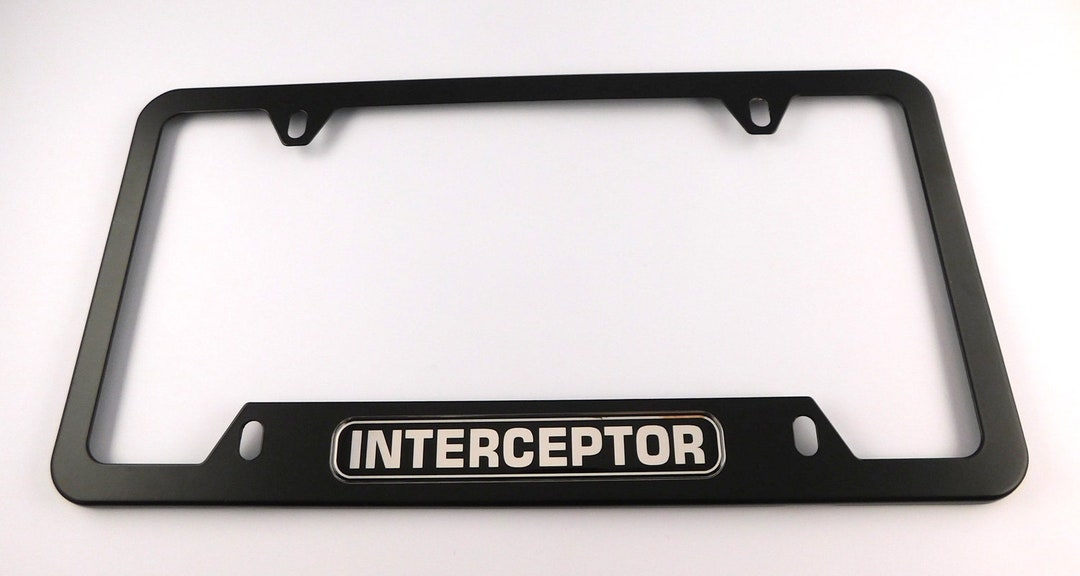 Interceptor Police Flag Metal Black Aluminum Car License Plate Frame ...