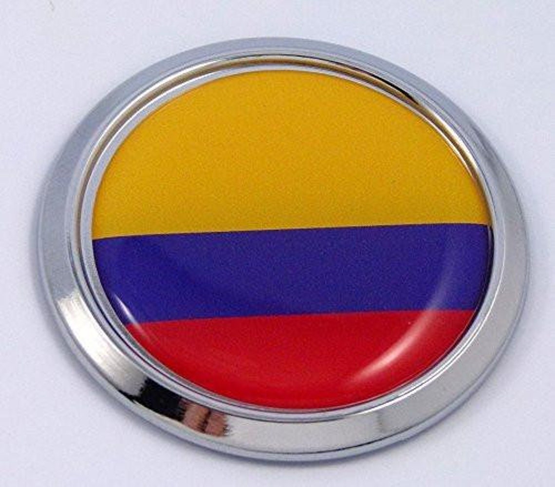 Colombia Colombian Round Flag Car Chrome Decal Emblem Bumper Etsy