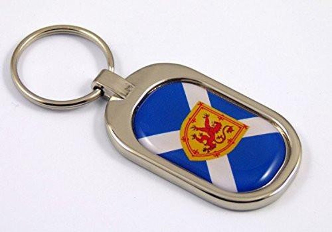 Scotland Flag Key Chain Metal Chrome Plated Keychain Key Fob Keyfob ...