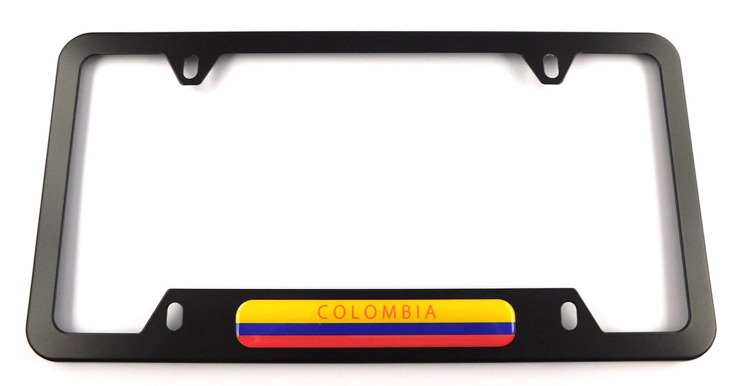 Colombia Flag Metal Black Aluminum Car License Plate Frame Bottom ...