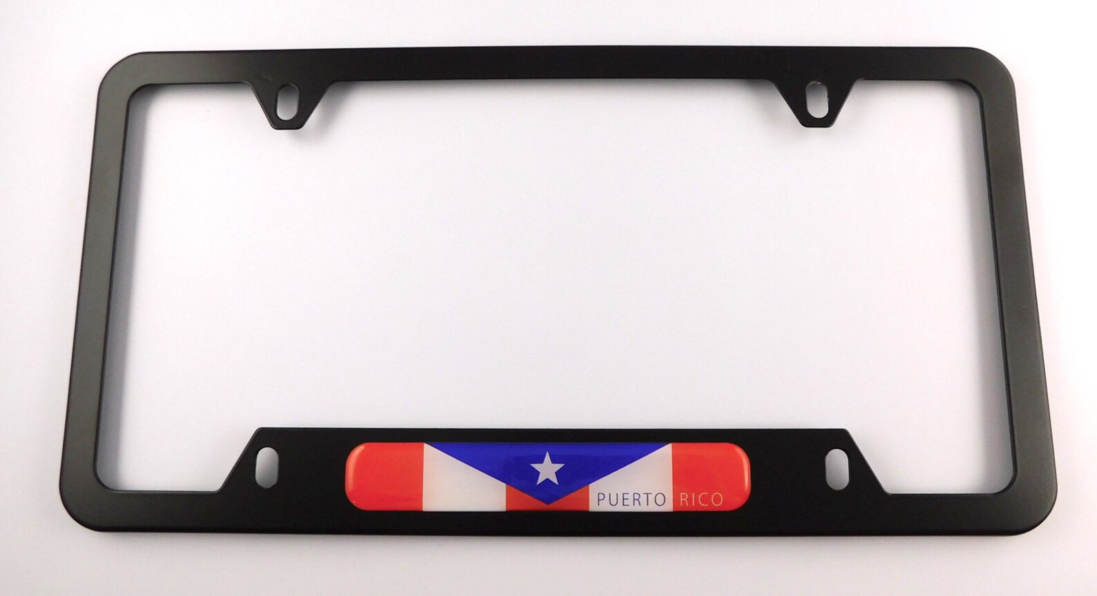 Puerto Rico Flag Metal Black Aluminum Car License Plate Frame Bottom ...
