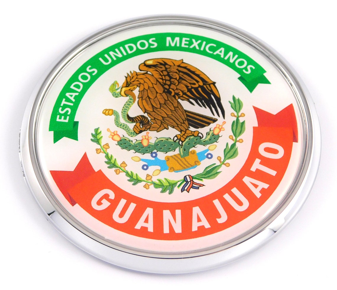 Guanajuato Mexico Mexican State Flag 2.75" Car Chrome Round Emblem ...