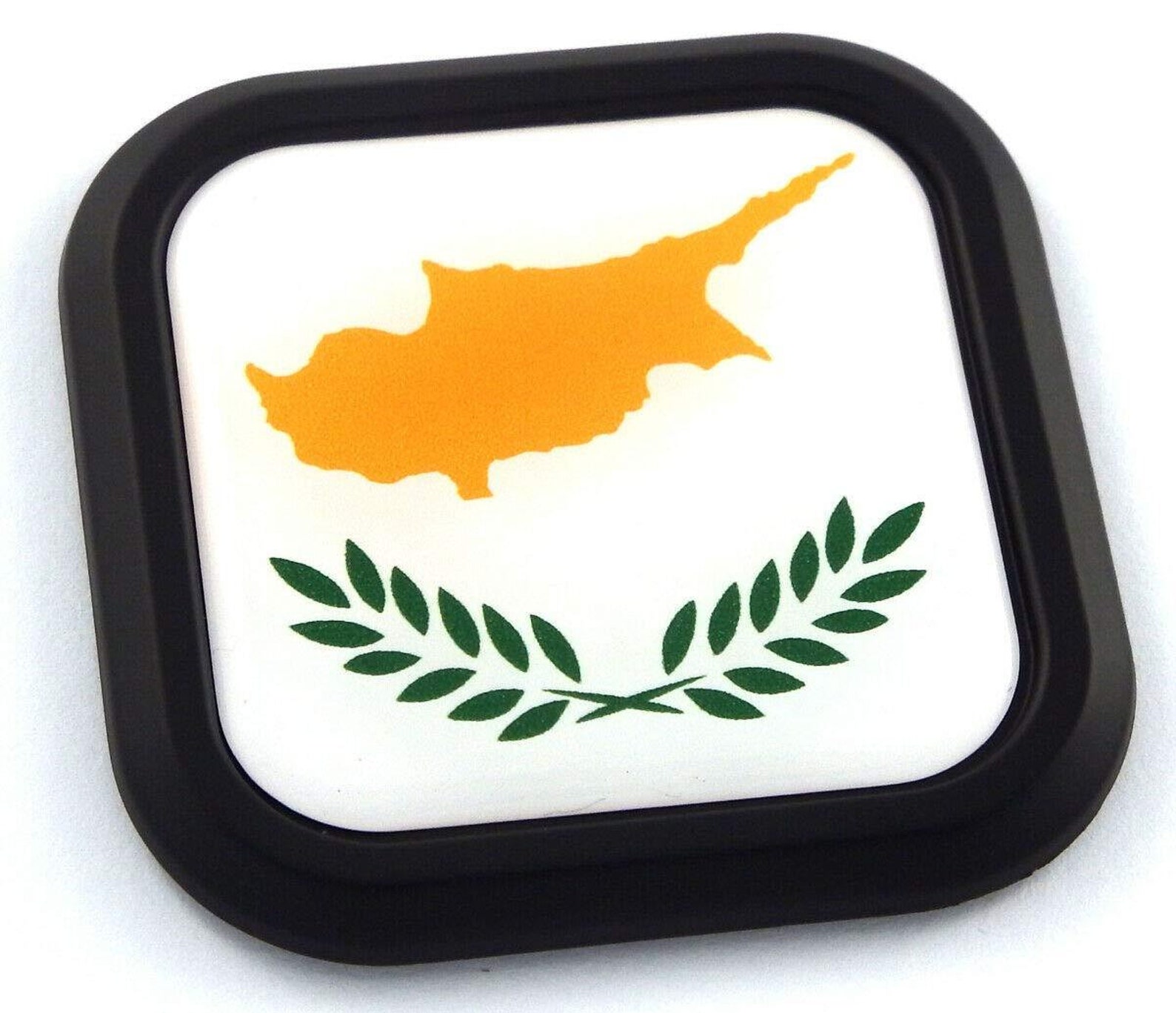 Cyprus Flag Square Black Rim Emblem Car 3D Decal Badge Hood Bumper ...