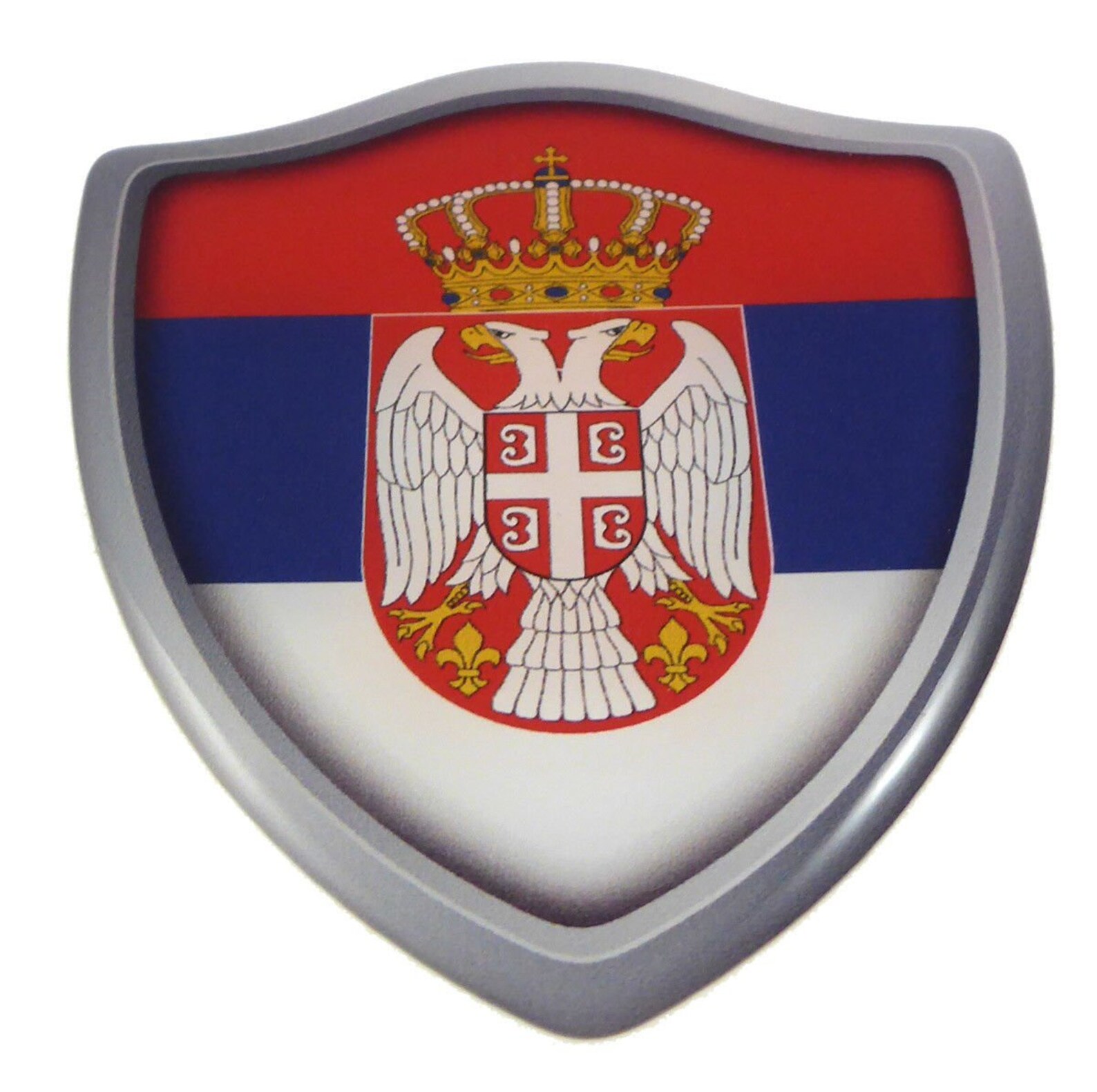 Serbia Serbian Flag Shield Domed Decal 3D Look Emblem Resin Car Sticker ...
