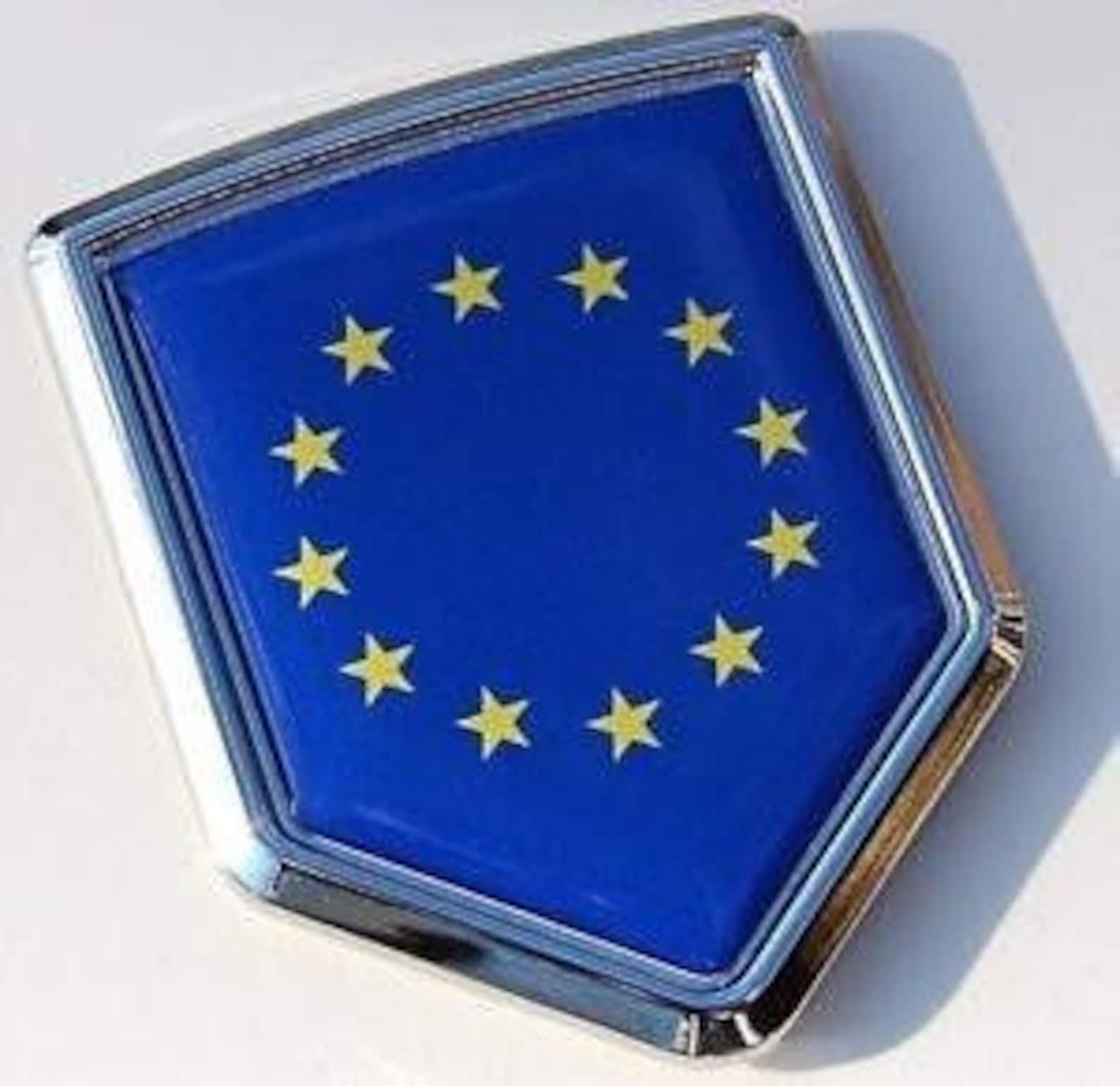 European Union Decal Flag Car Chrome Emblem Sticker Europe Bezel Crest ...