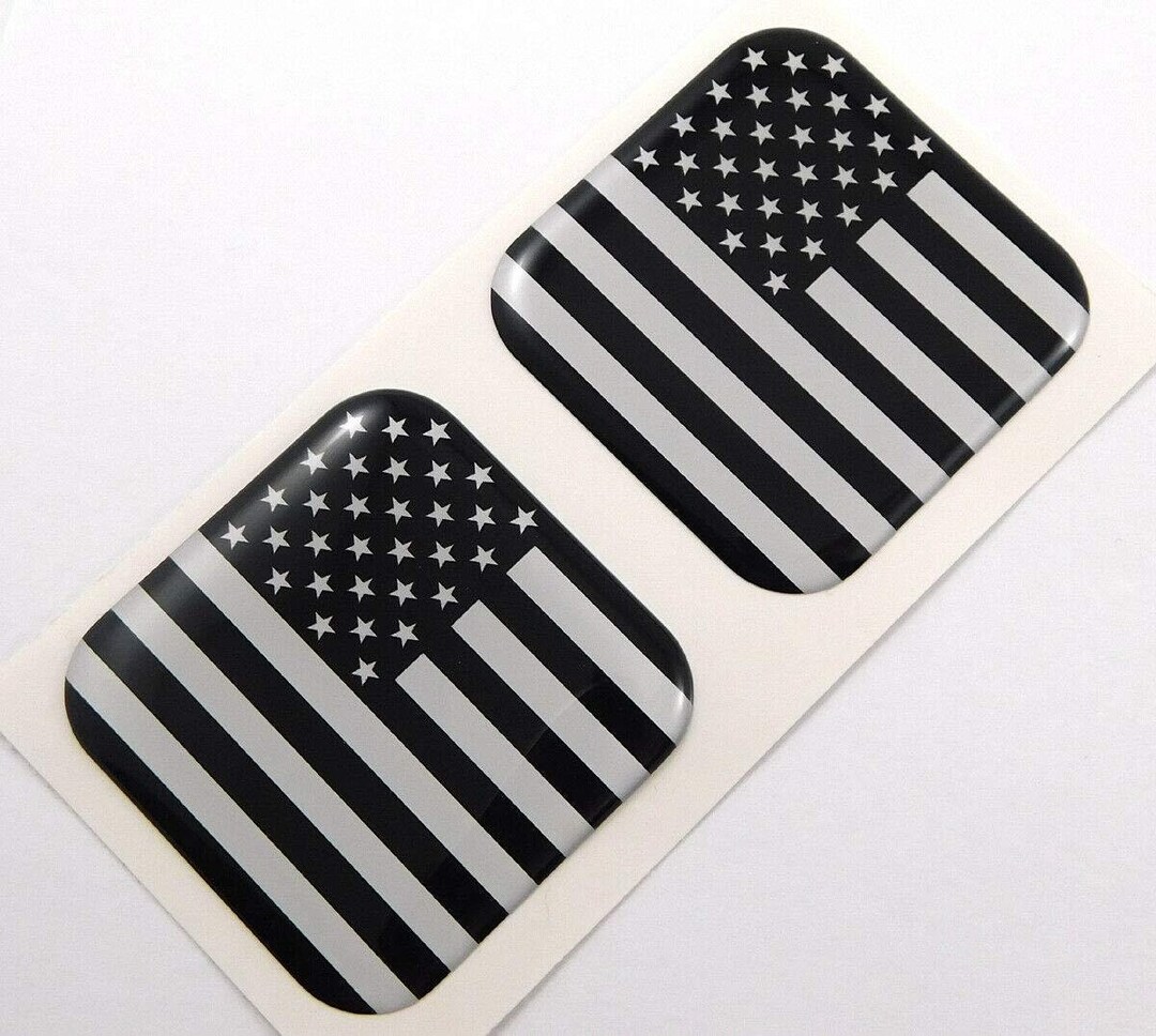 USA Black American Flag Square Domed Decal Car Bike Gel Stickers 1.5 ...