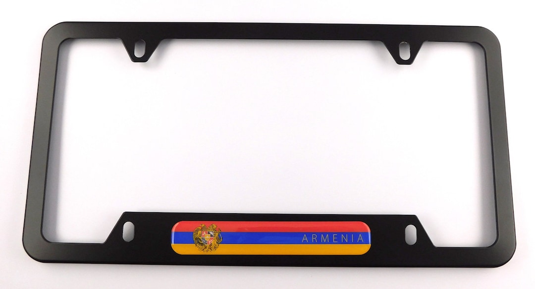 Armenia Flag Metal Black Aluminum Car License Plate Frame Bottom Cutout ...