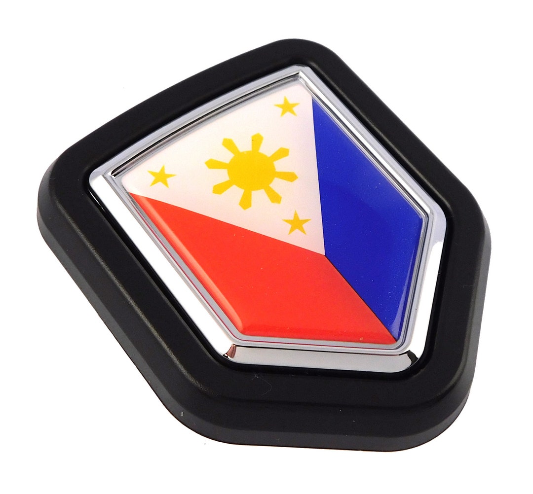Philippines Flag Car Truck Black Shield Grill Badge Grille Chrome ...
