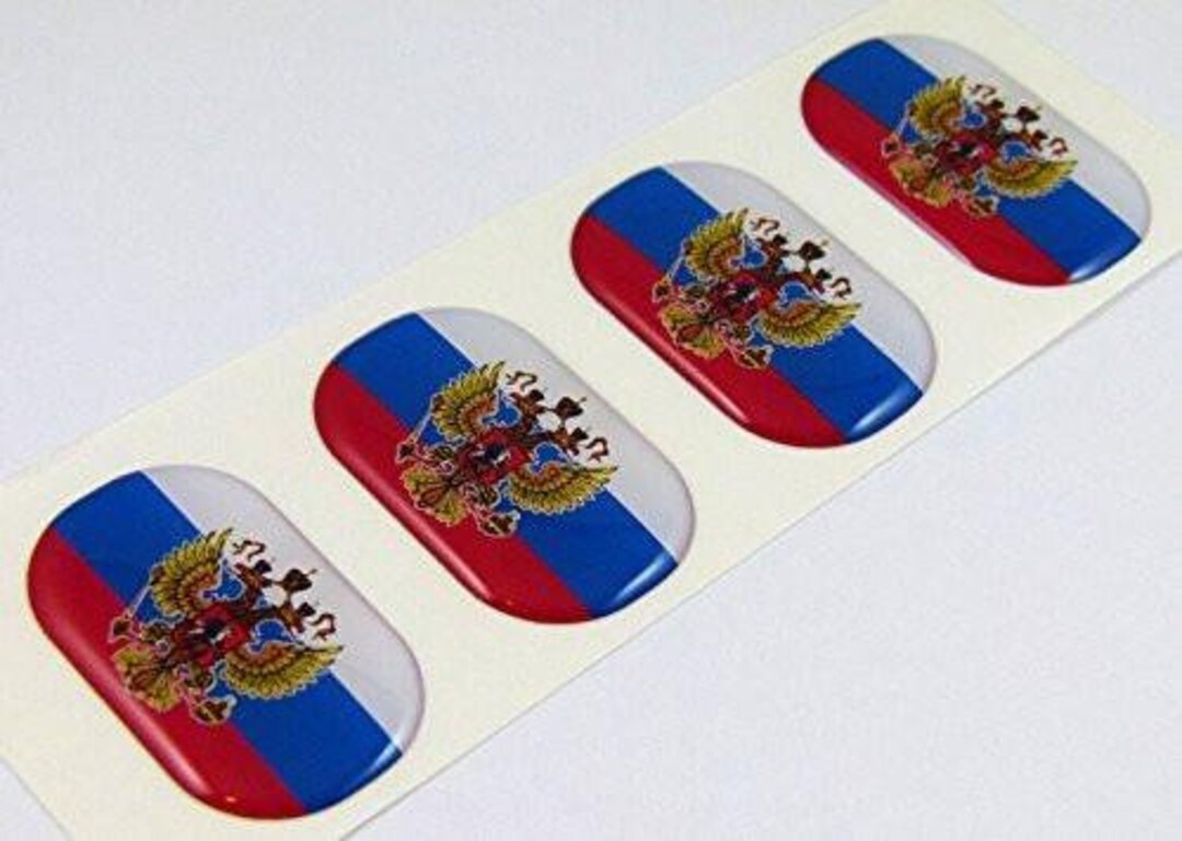 Russia Midi Domed Decals Flag 4 Emblems 1.5" Car Bike Laptop Stickers ...