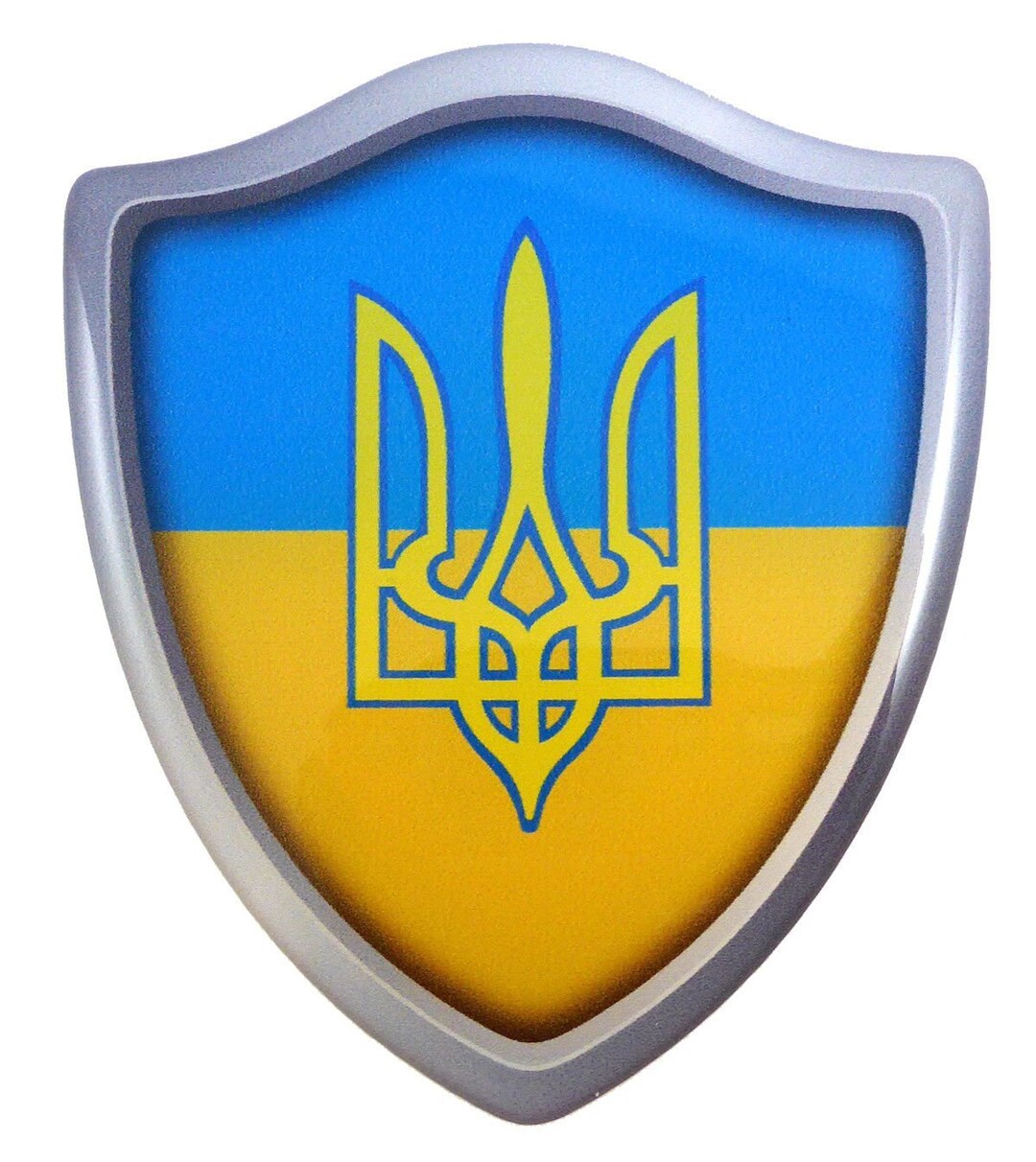 Ukraine Flag Shield Domed Decal 3D Look Emblem Resin Car Sticker 2.6"x3 ...