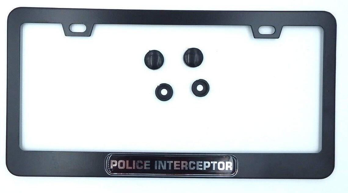 Police Interceptor Metal Black Aluminium Car License Plate Frame Holder ...
