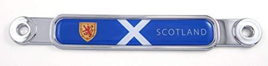 Scotland Scottish Flag Chrome Emblem Screw on Car License Plate Decal ...