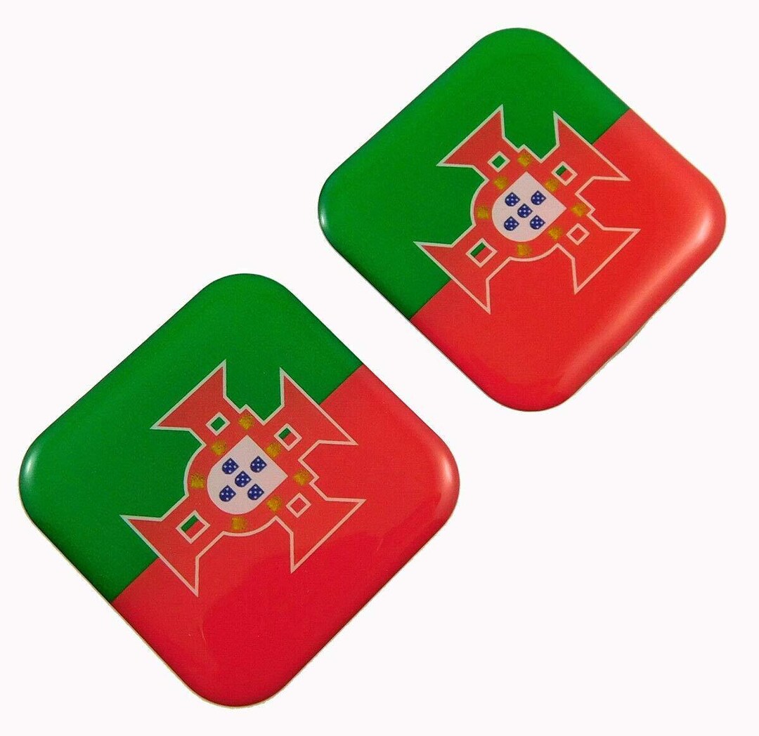 Portugal Flag Square Domed Decal Car Bike Gel Stickers 1.5" 2pc - Etsy