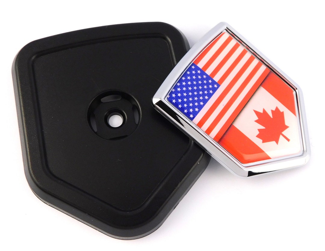 USA Canada American Canadian Flag Car Truck Black Shield Grill Badge ...