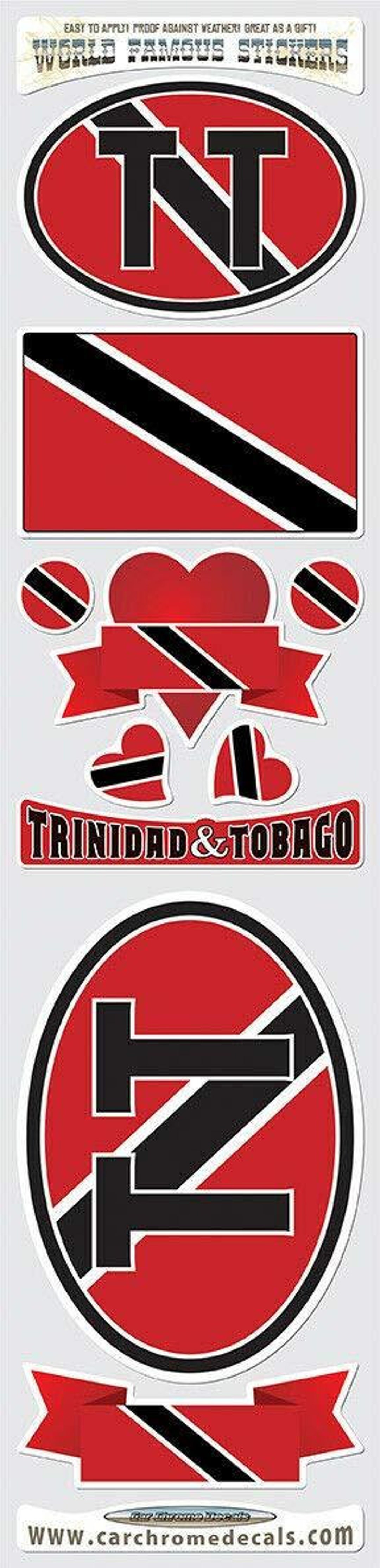 Trinidad and Tobago 10 Stickers Set Flag Decal Bumper Stiker Car Bike ...