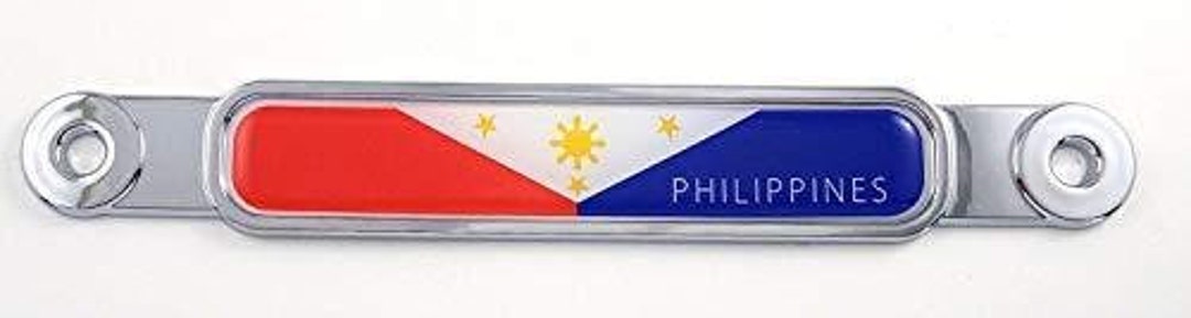 Philippines Philippine Flag Chrome Emblem Screw on Car License Plate ...