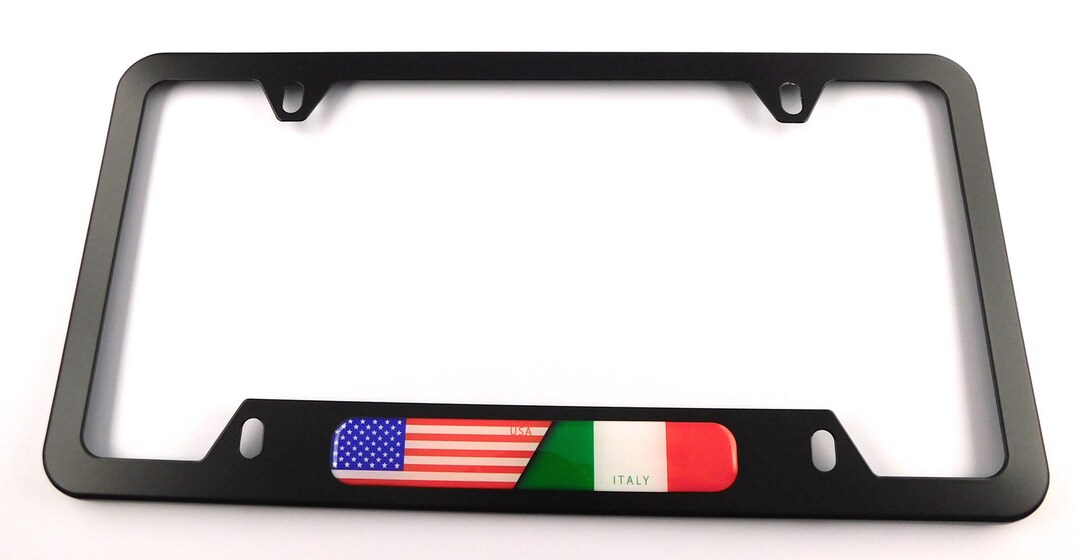 USA Italy American Italian Flag Metal Black Aluminum Car License Plate ...