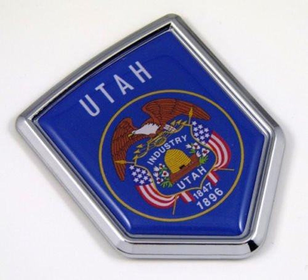 Utah Ut Usa State Flag Car Chrome Emblem Decal Sticker Bike Laptop Boat ...