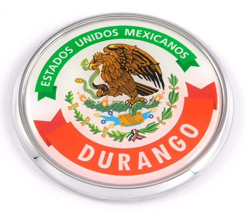 Durango Mexico Mexican State Flag 2.75" Car Chrome Round Emblem Decal ...