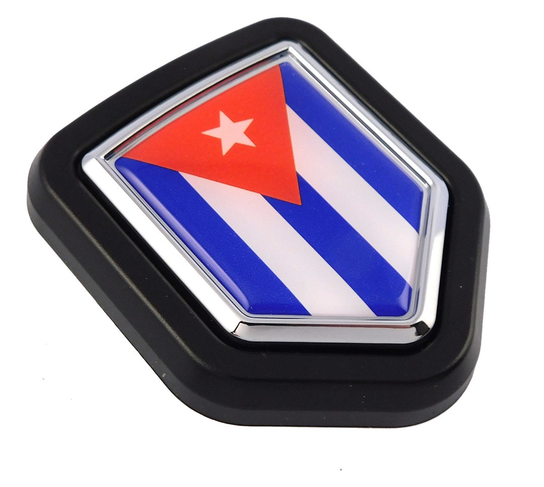 Cuba Flag Car Truck Black Shield Grill Badge Grille Chrome Emblem Made ...