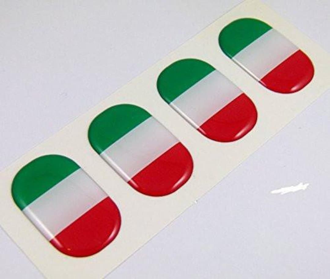 Italy Midi Italia Domed Decals Flag 4 Emblems 1.5" Car Bike Laptop ...