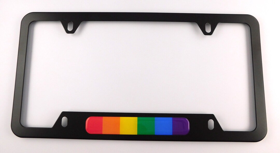 Pride Gay Lesbian Flag Metal Black Aluminum Car License Plate Frame ...