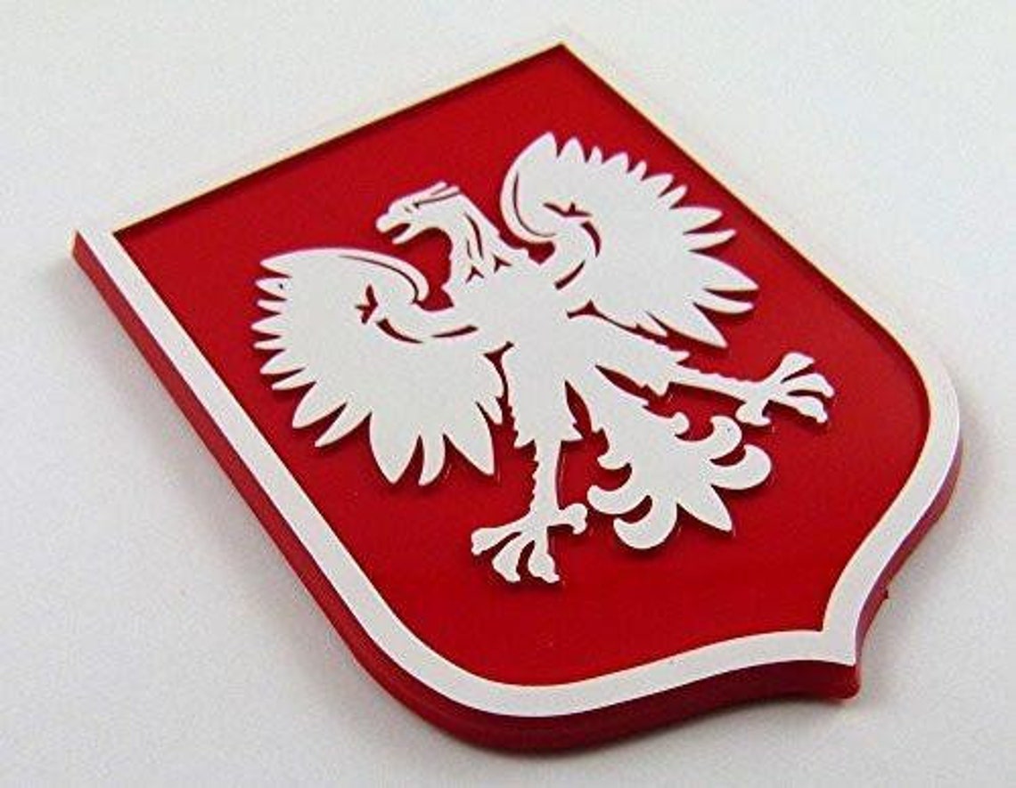 Poland Polska Eagle Red White Plastic Car Emblem Decal Sticker Crest ...