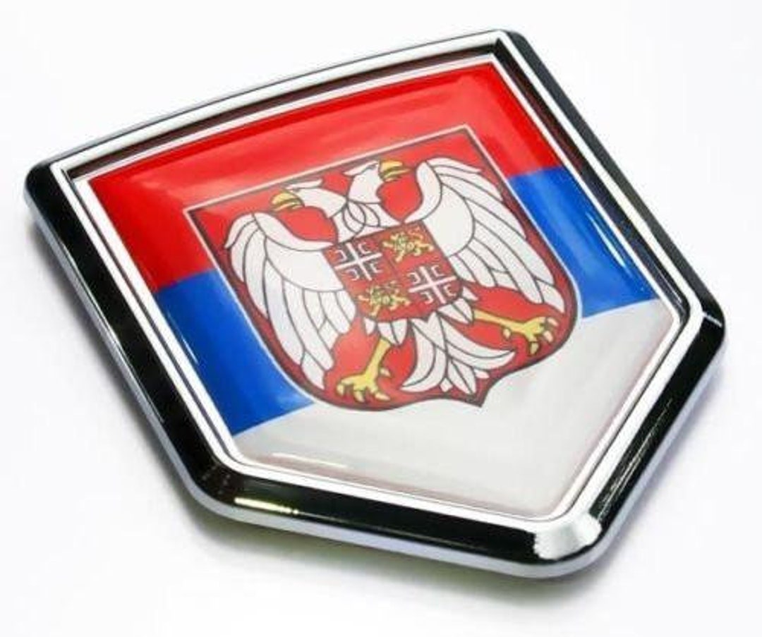 Car Chrome Decals Cbshd187 Serbia Flag Serbian Emblem Chrome Car Decal ...