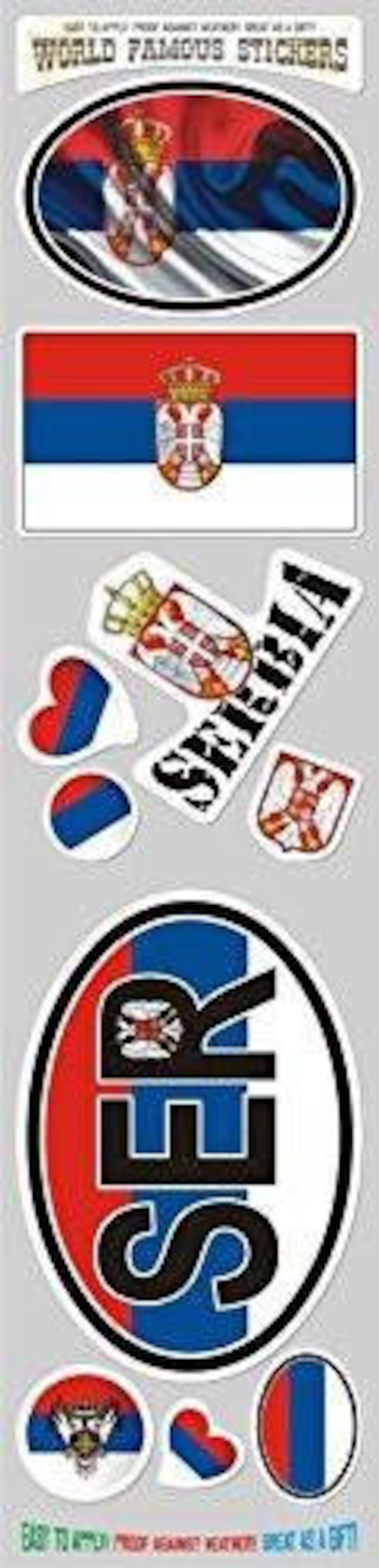 Car Chrome Decals STS-SER Serbia 10 Stickers Set Flag Serbian Decal ...