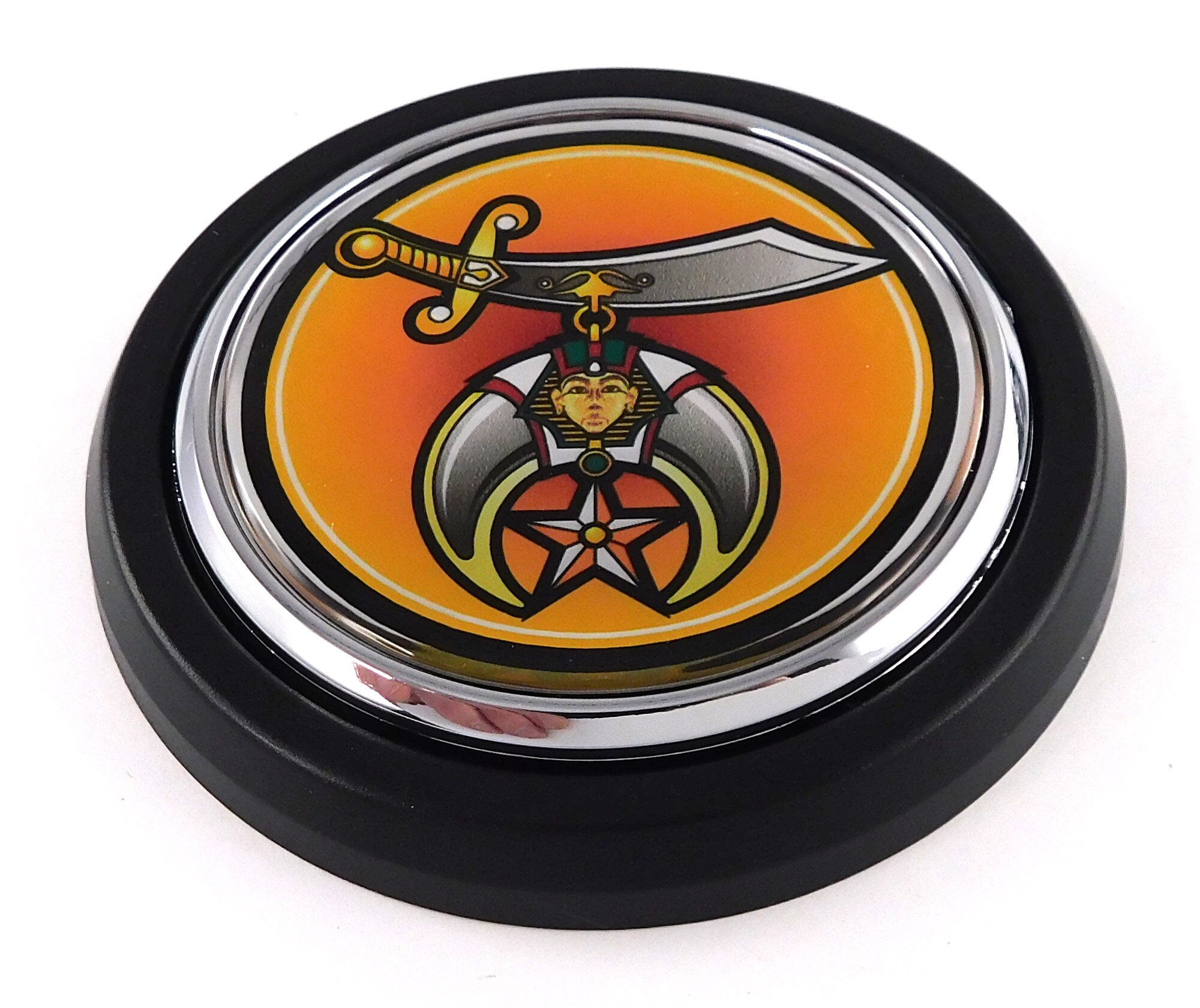 Shriner Shriners Mason Flag Car Truck Black Round Grill Badge 3.5 ...