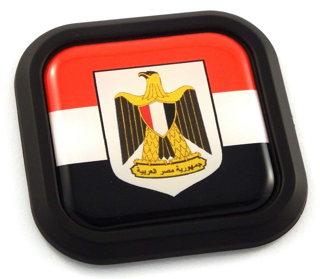 Egypt Flag Square Black Rim Emblem Car 3D Decal Badge Hood Bumper ...