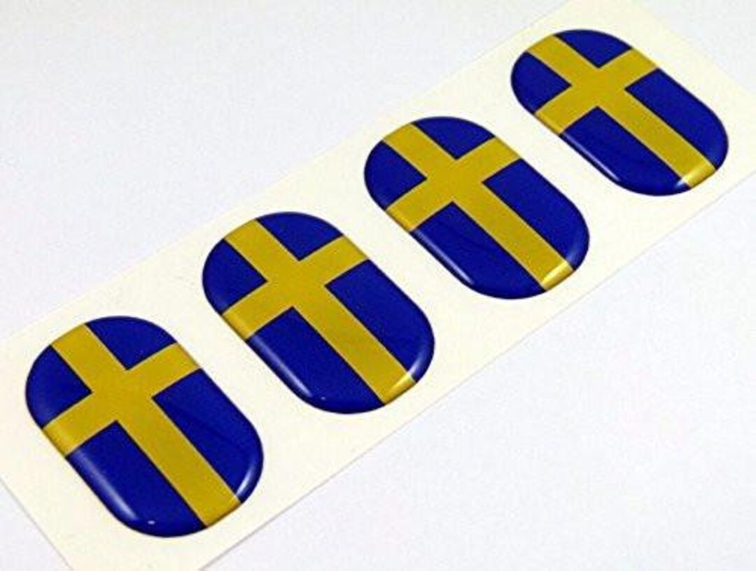 Sweden Midi Swedish Domed Decals Flag 4 Emblems 1.5" Car Bike Laptop ...
