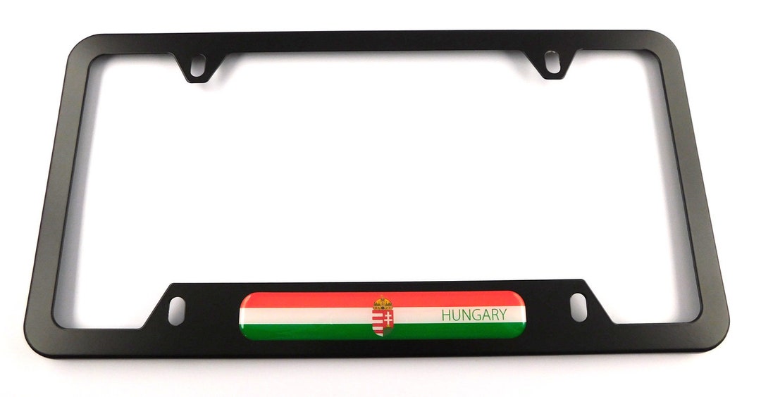 Hungary Flag Metal Black Aluminum Car License Plate Frame Bottom Cutout ...
