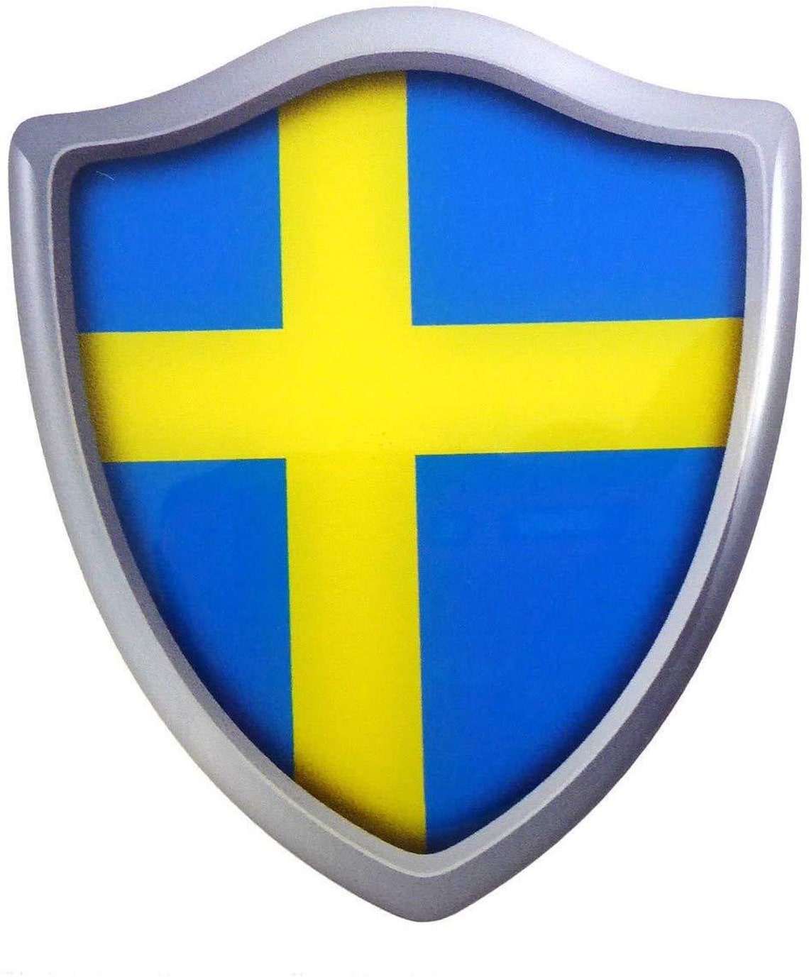 Sweden Swedish Shield Domed Decal 3D Look Edge Emblem Resin Car Sticker ...
