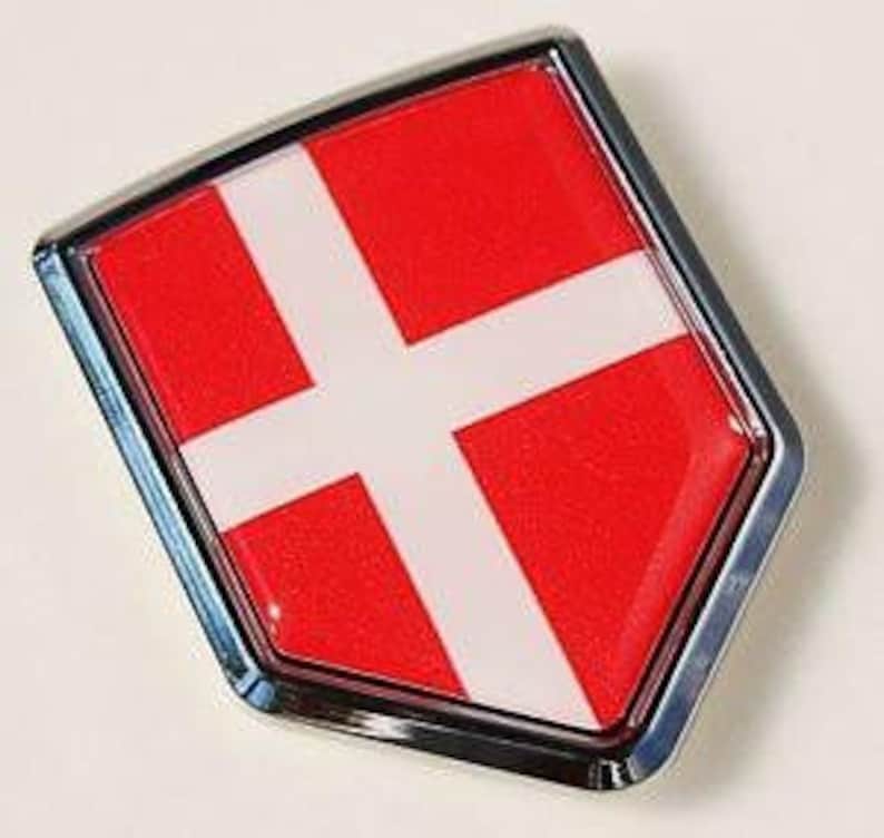 Denmark Flag Danish Car Chrome Emblem 3d Decal Sticker - Etsy