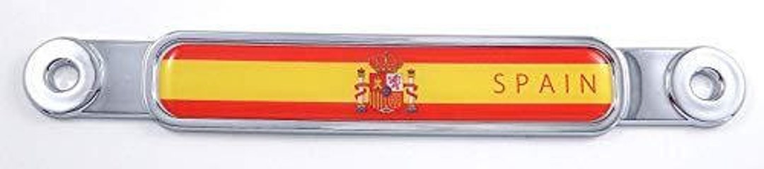 Spain Spanish Flag Chrome Emblem Screw on Car License Plate Decal Badge ...