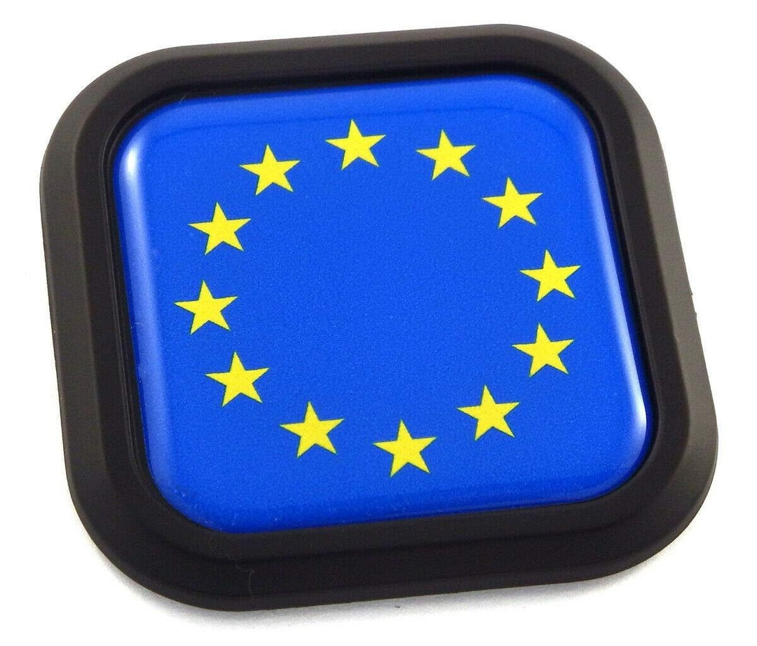 European Union Flag Square Black Rim Emblem Car 3D Decal Badge Bumper ...