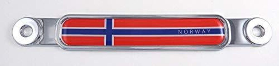 Norway Norwegian Flag Chrome Emblem Screw on Car License Plate Decal ...