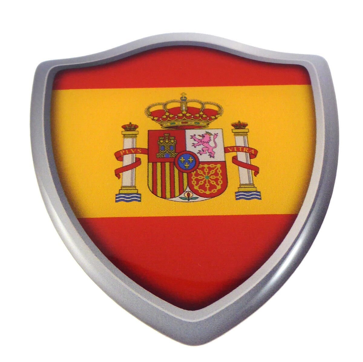 Spain Flag Shield Domed Decal 3D Look Edge Emblem Resin Car Sticker 2.6 ...
