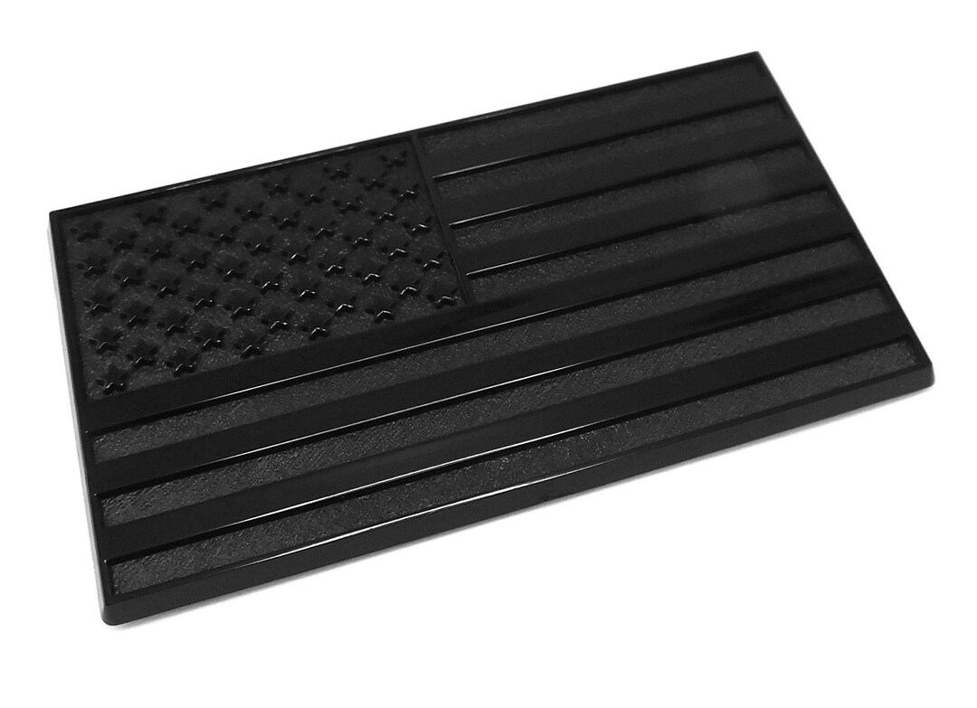 USA Flag Black on Black Plastic Car Track Emblem 3D Decal Sticker 4" X ...