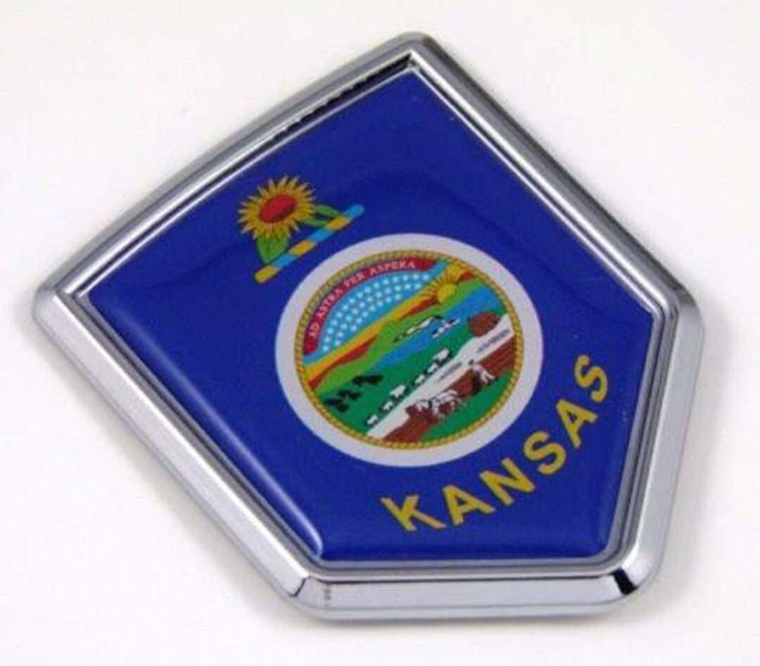 Kansas Ks Usa State Flag Car Chrome Emblem Decal Sticker Bike Laptop ...