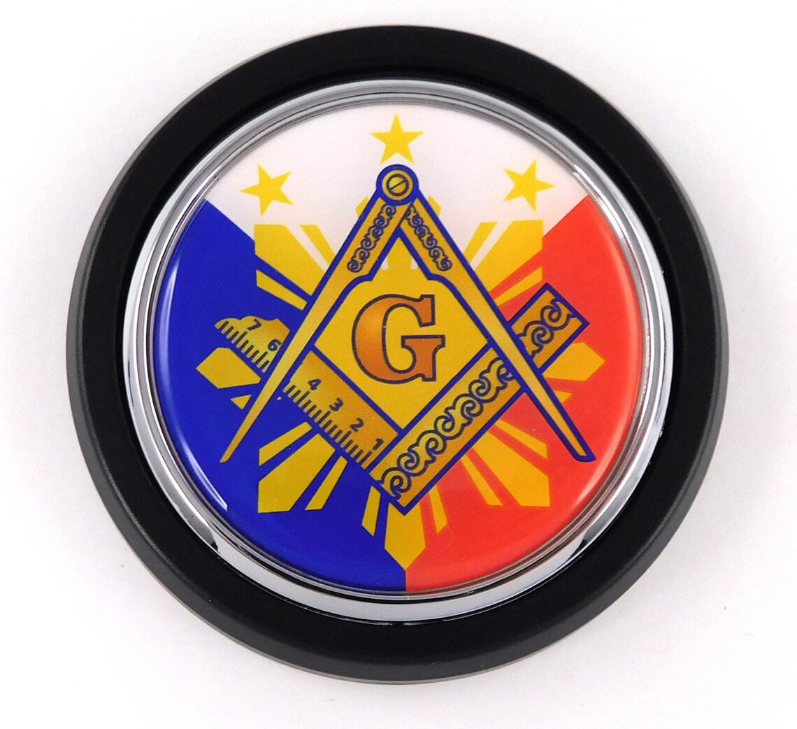 Mason Philippines Masonic Flag Car Truck Black Round Grill Badge 3.5 ...