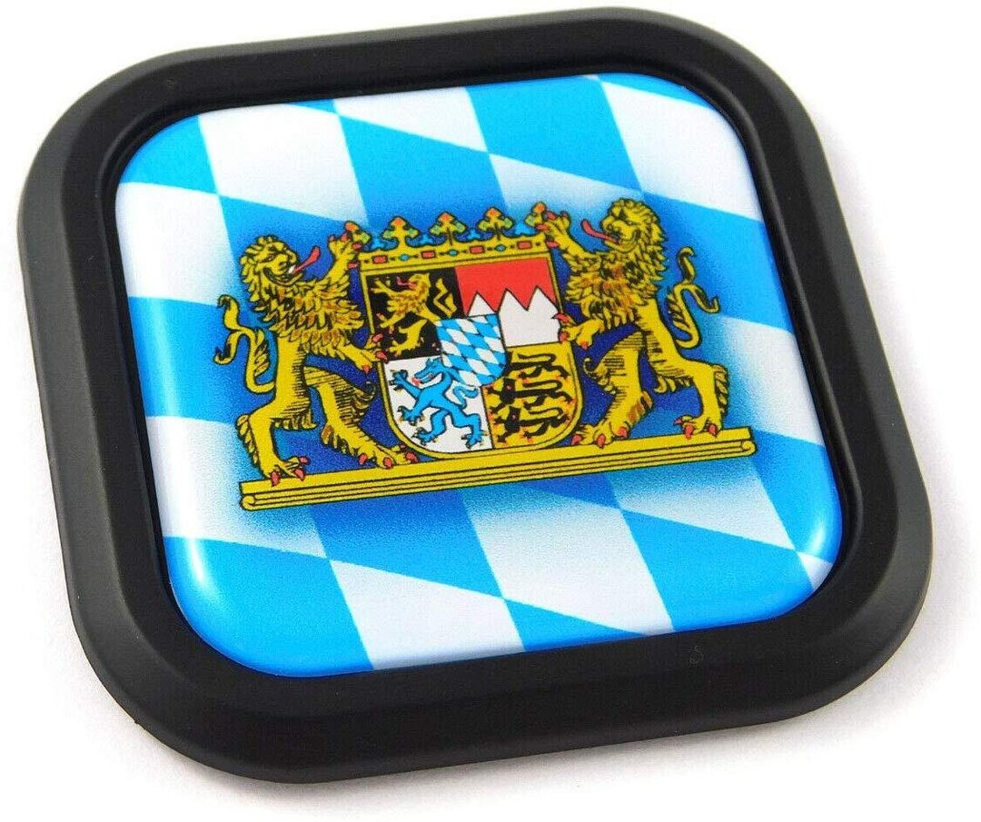 Bavaria Flag German Square Black Rim Emblem Car 3D Decal Badge Bumper 2 ...