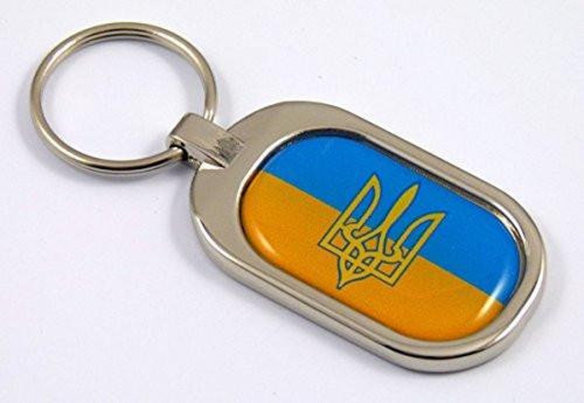Ukraine flag key chain metal chrome plated keychain key fob | Etsy